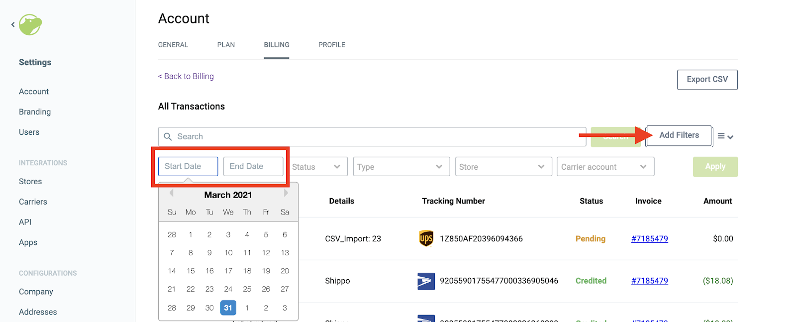 How to Export Transactions From Shippo – Shippo