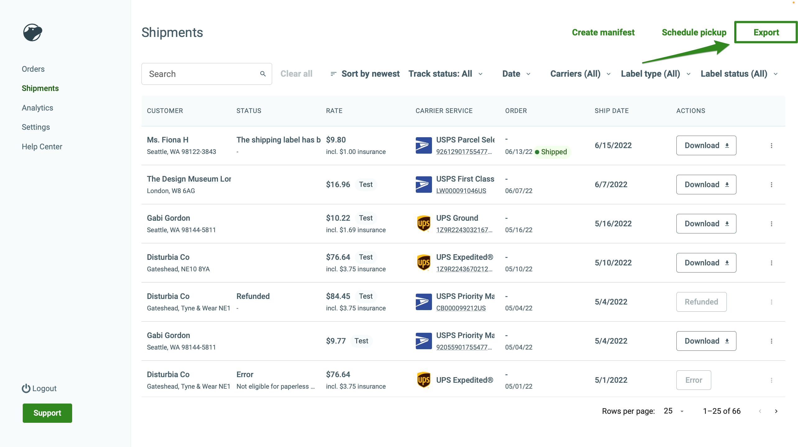 Managing your Shipments in Shippo – Shippo